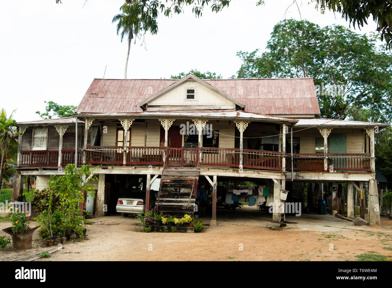 Old plantation home at the historical village Peperpot, Commewijne ...