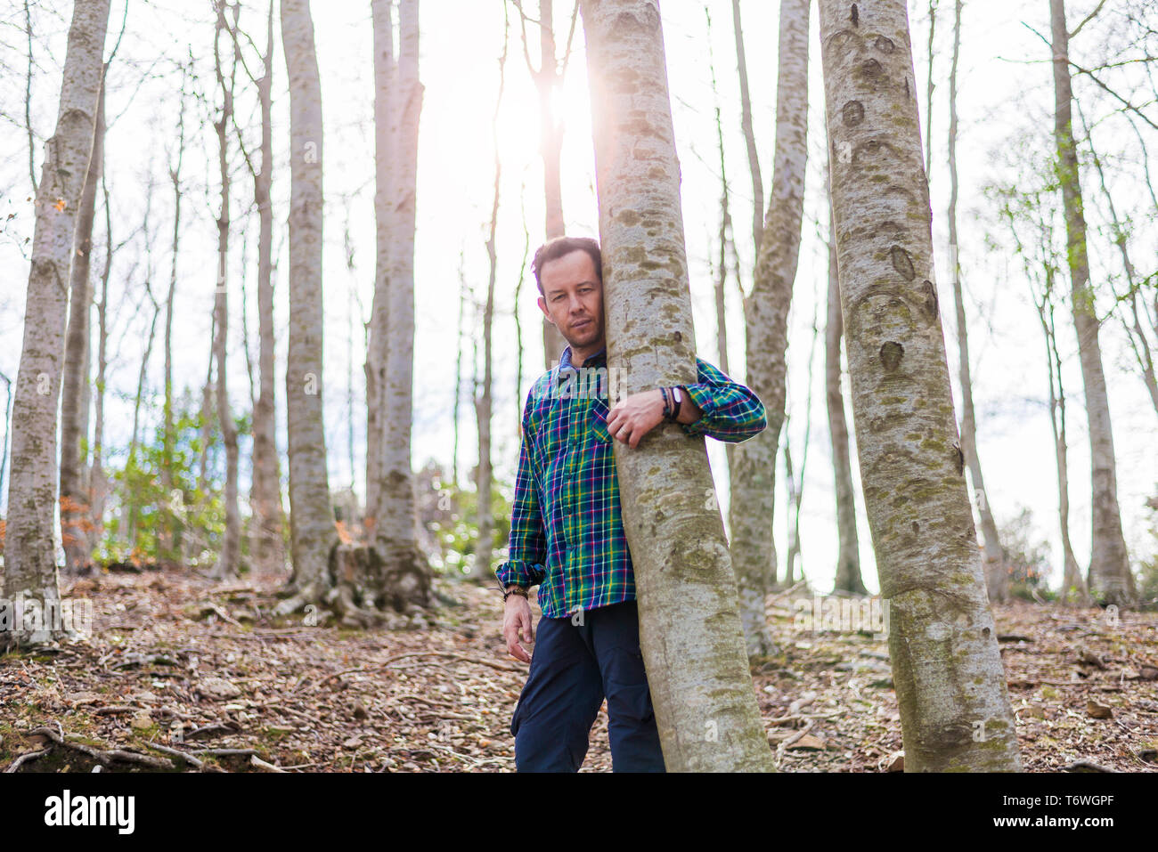 Man hugging tree hi-res stock photography and images - Alamy