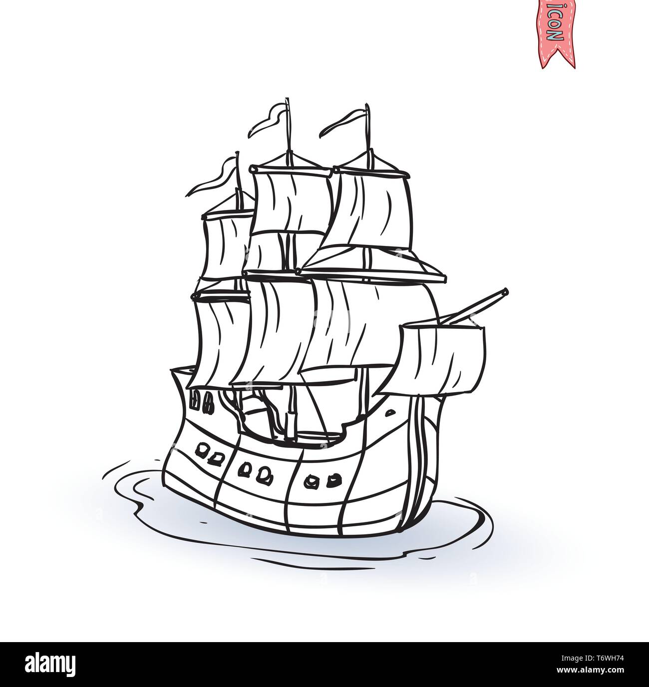 Wooden Ship Drawing