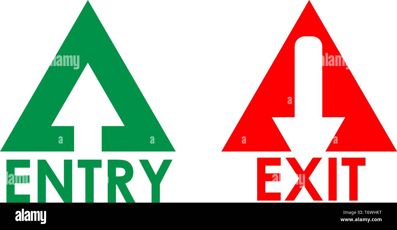 Entry and exit sign . Creative lettering vector illustration ...