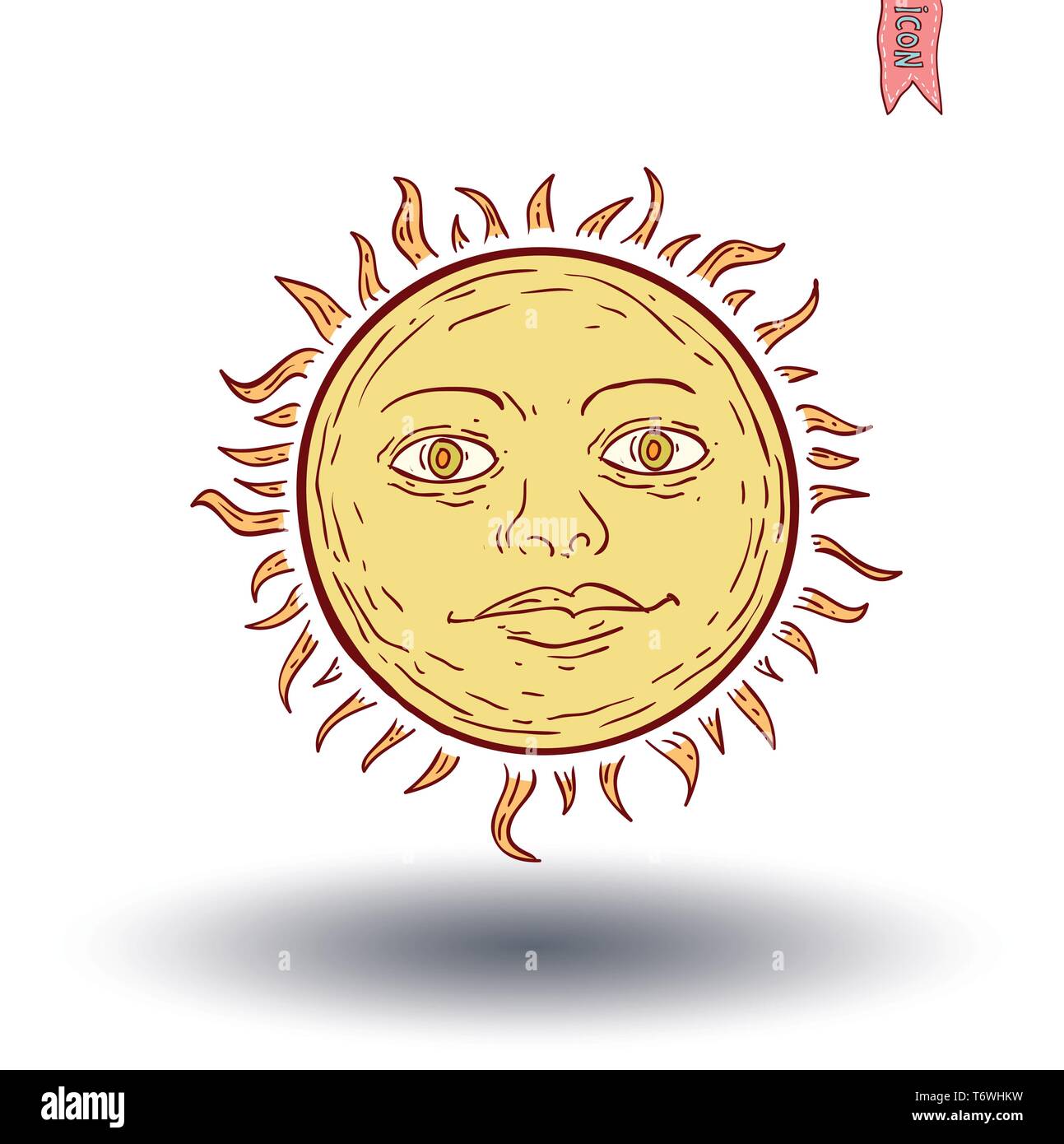 Sun icon, hand drawn vector illustration Stock Vector Image & Art - Alamy