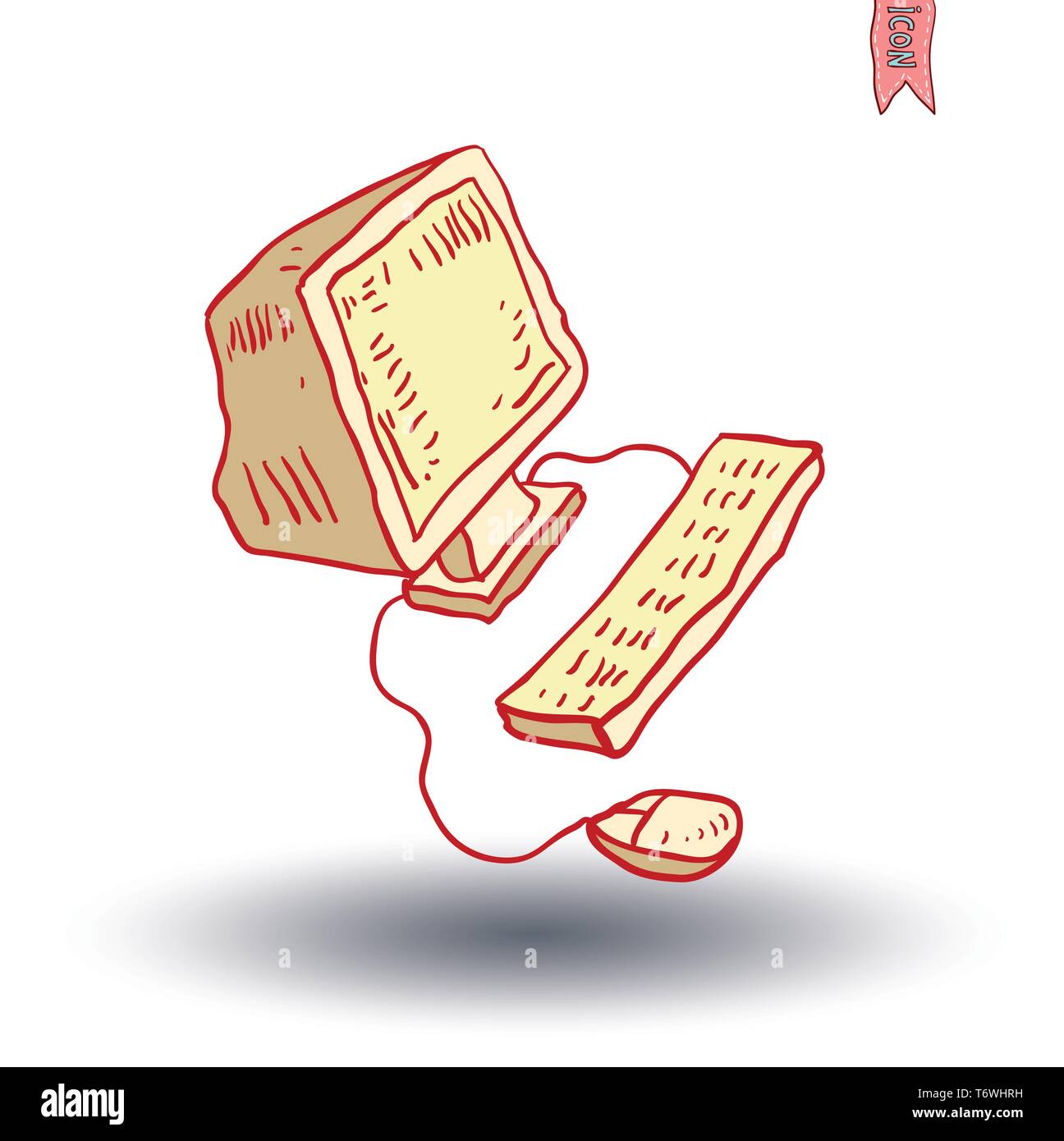 pc desktop icon, Hand drawn vector illustration Stock Vector Image ...