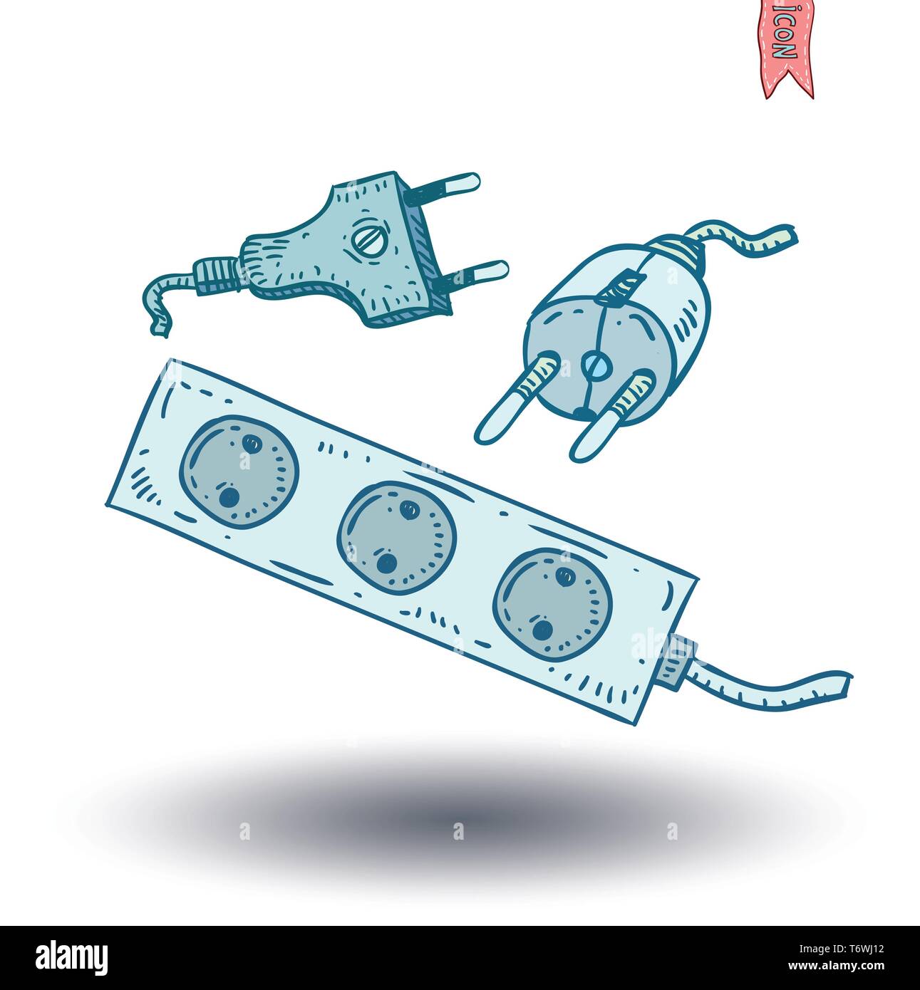 Electricity Doodle icon collection, vector illustration Stock Vector ...