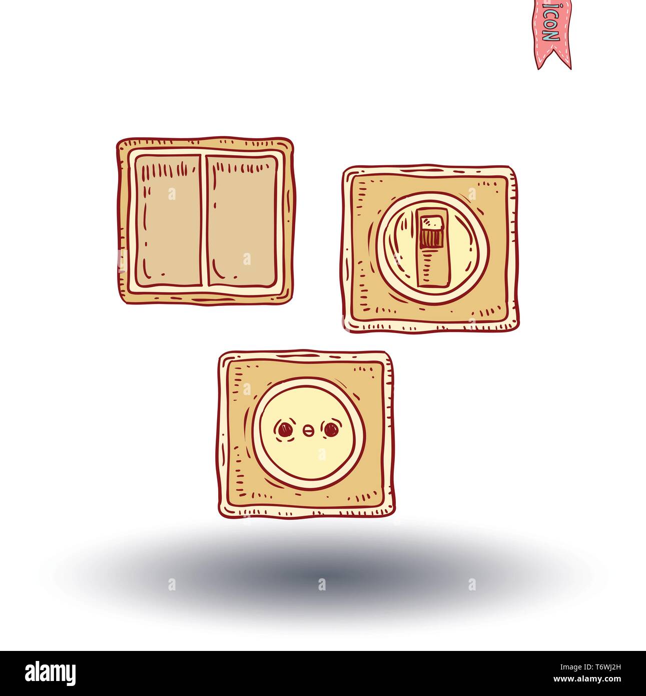 Electricity Doodle icon collection, vector illustration Stock Vector ...