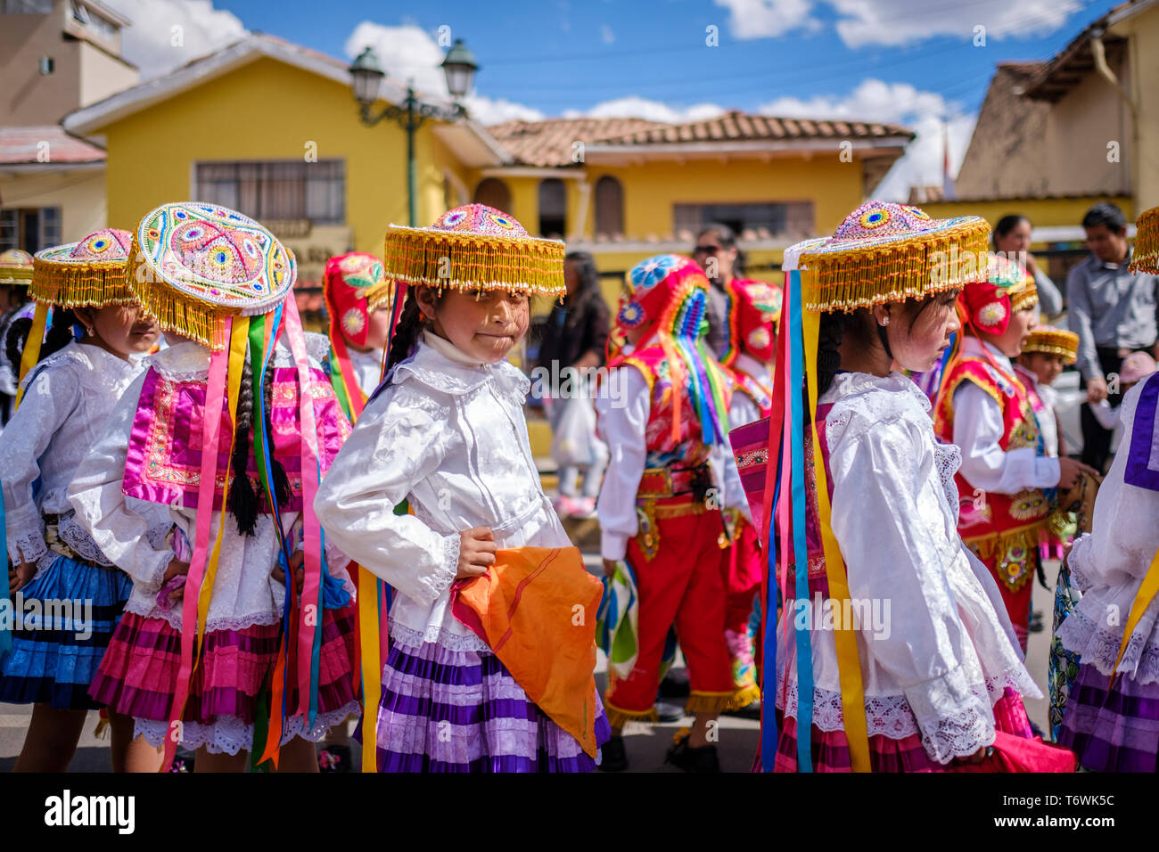 School parade in trafitional customes in Cusco, Peru Stock Photo - Alamy
