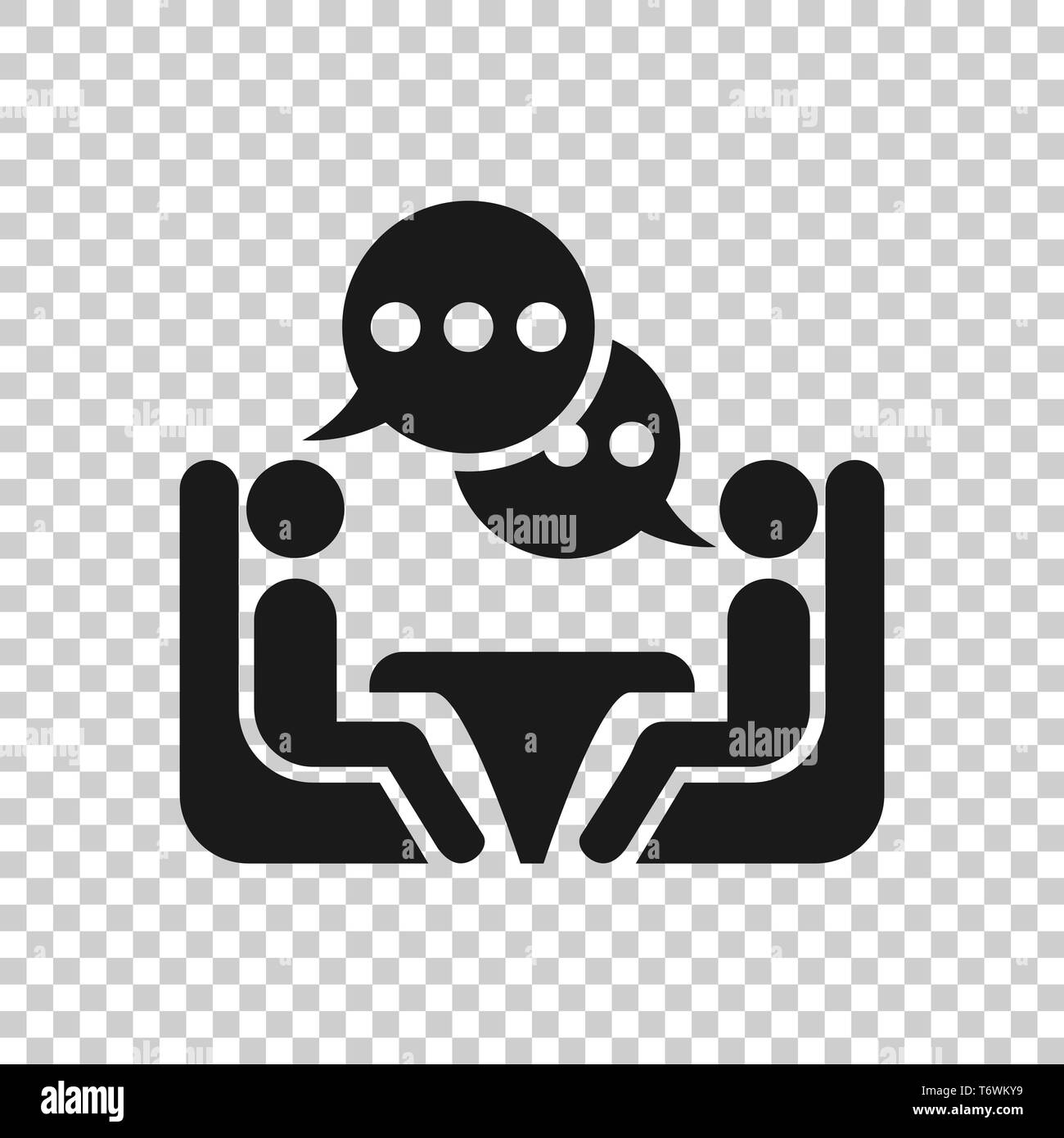 Business consulting icon in transparent style. Two people with table ...