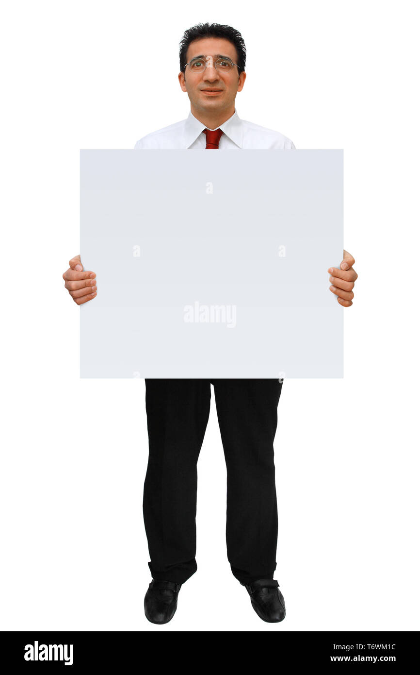 gesture, man with poster Stock Photo - Alamy