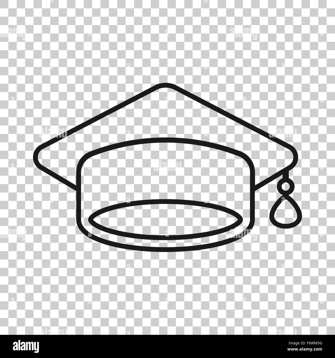 Graduation cap icon in transparent style. Education hat vector ...