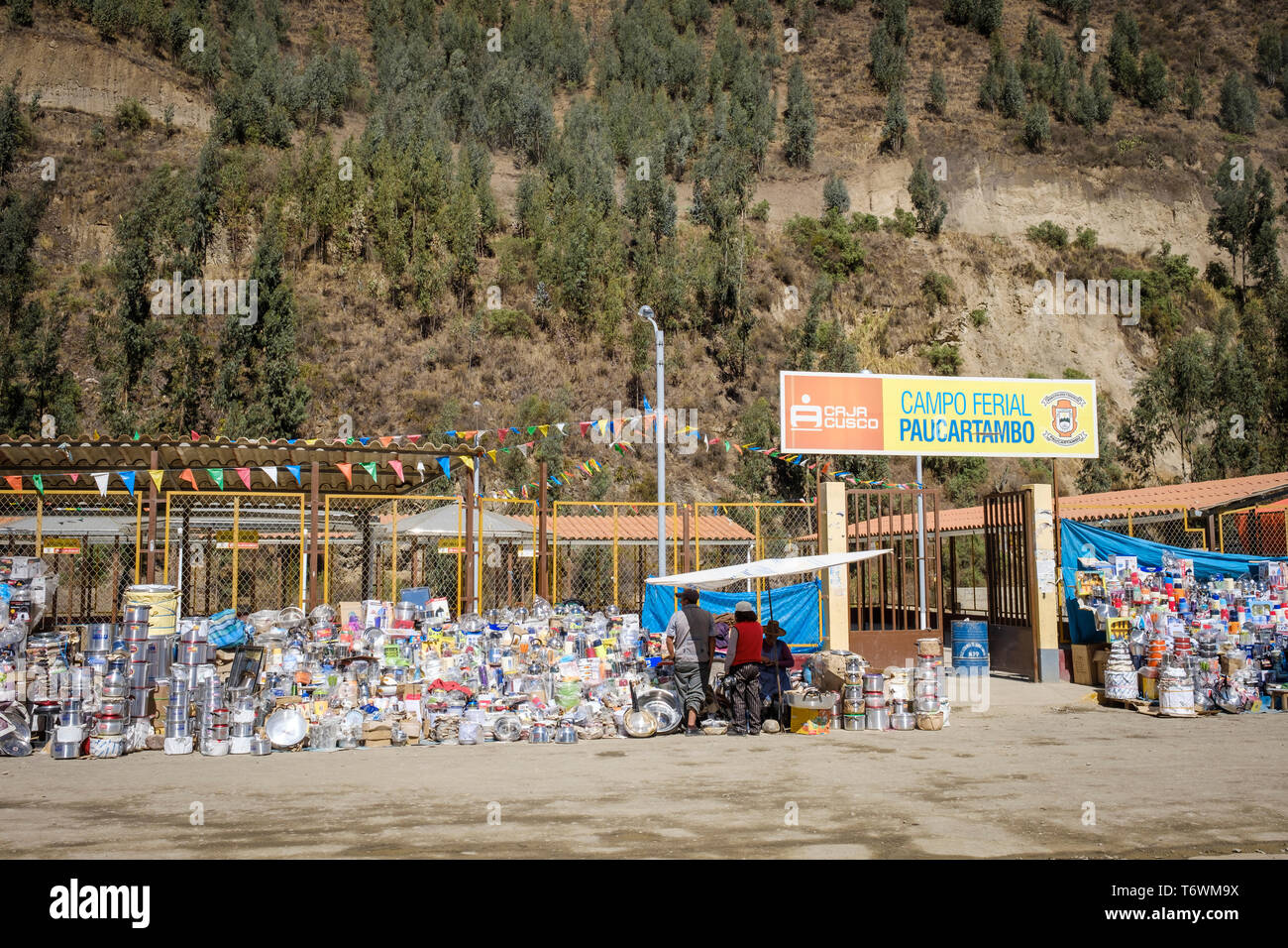 Cookware for sale on Street Market during Festival of the Virgin of ...
