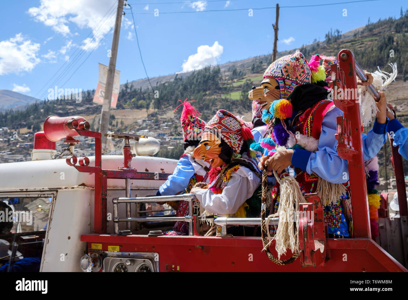 Parade of masked characters at Festival of the Virgin of Carmen in ...