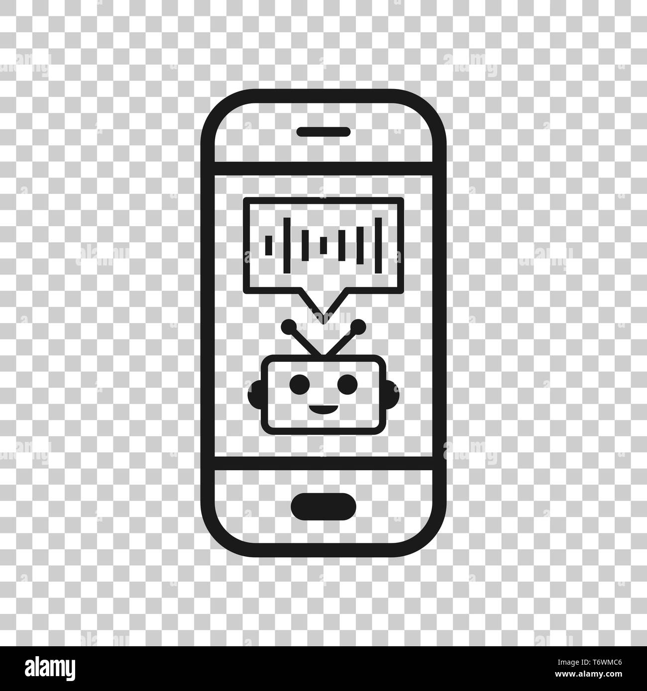 Voice assistant on smartphone icon in transparent style. Sound record ...