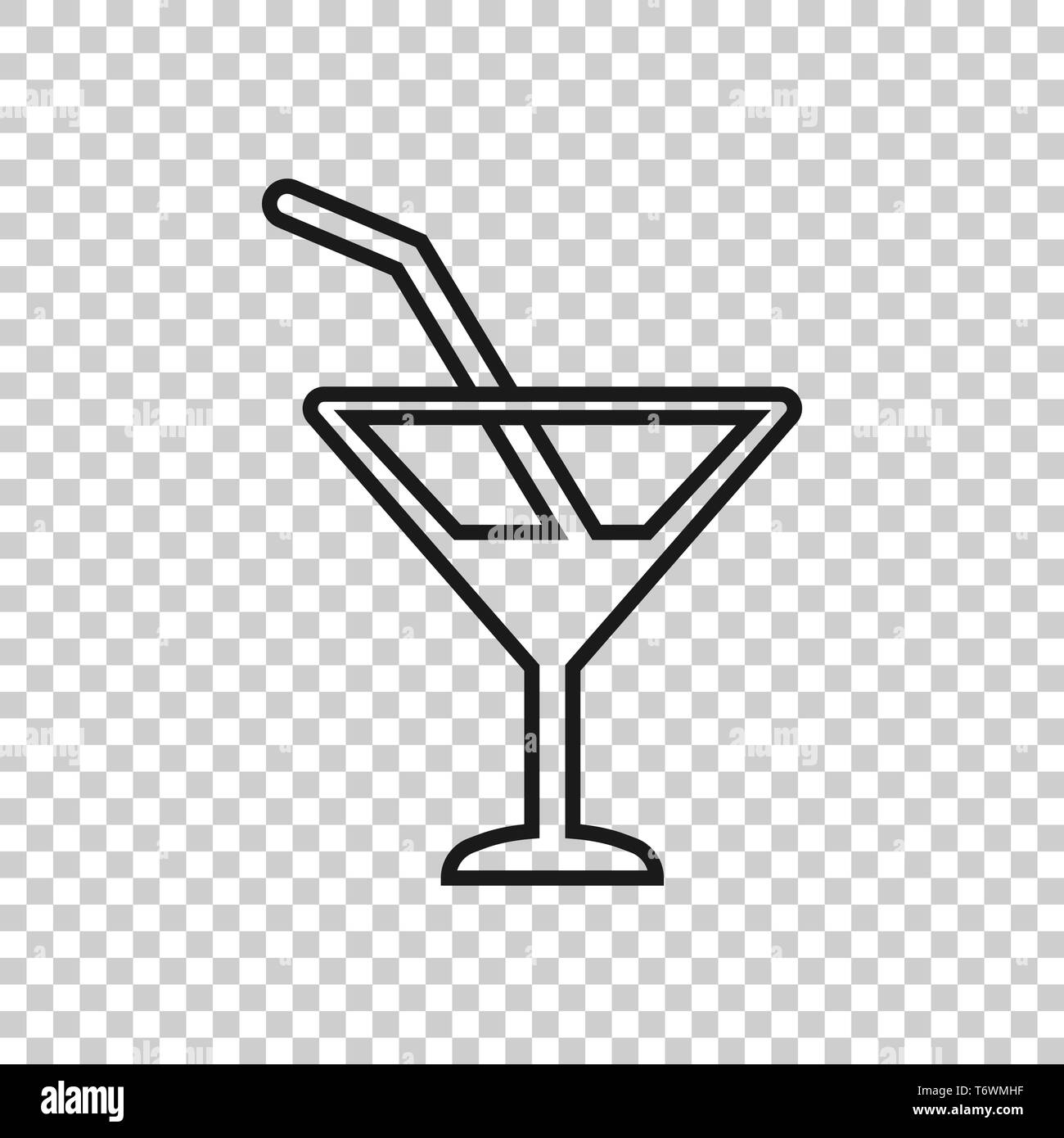 Alcohol cocktail icon in transparent style. Drink glass vector ...