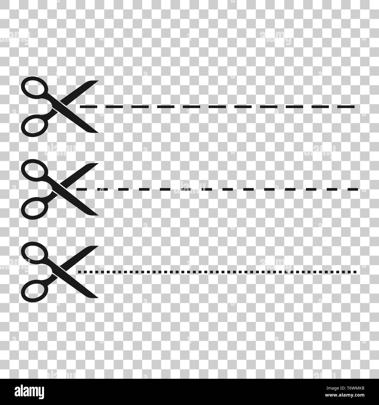 Cut lines icon in transparent style. Scissors snip vector illustration ...