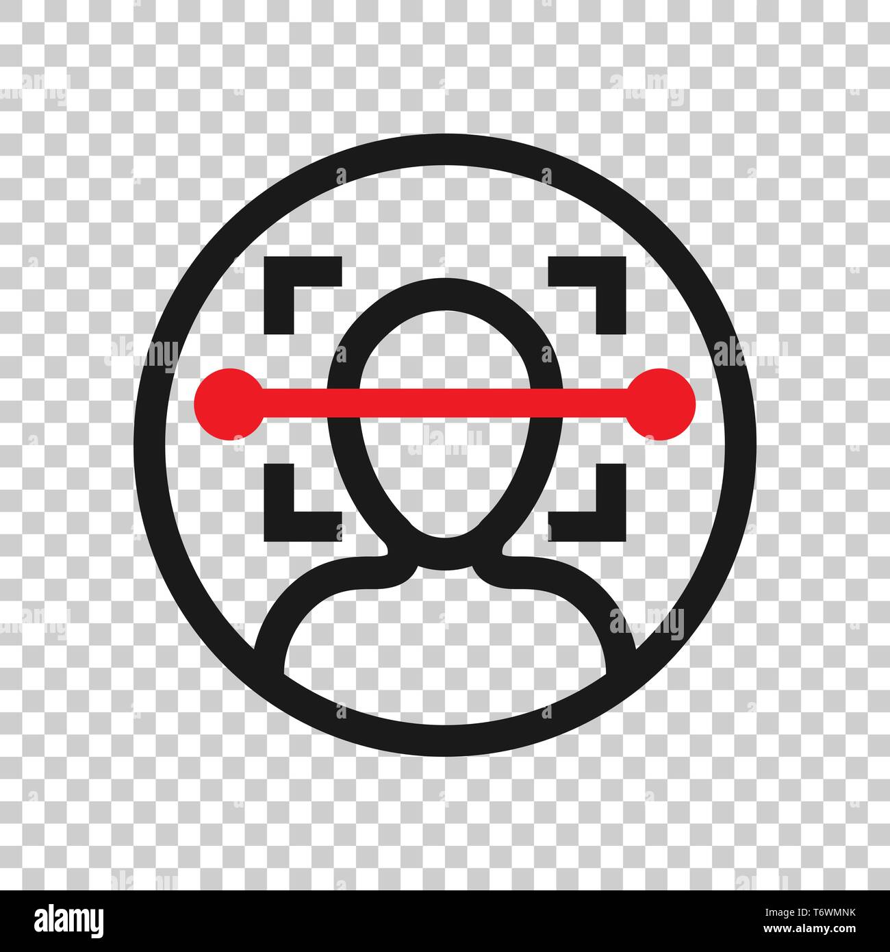 Face scan icon in transparent style. Facial id vector illustration on ...