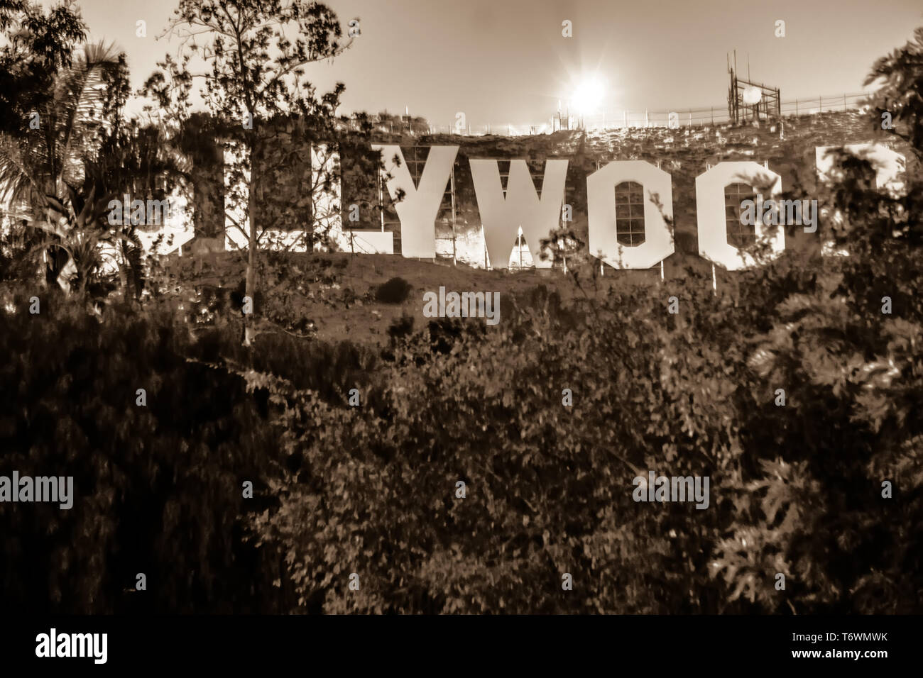 Hollywood Sign Lights Up