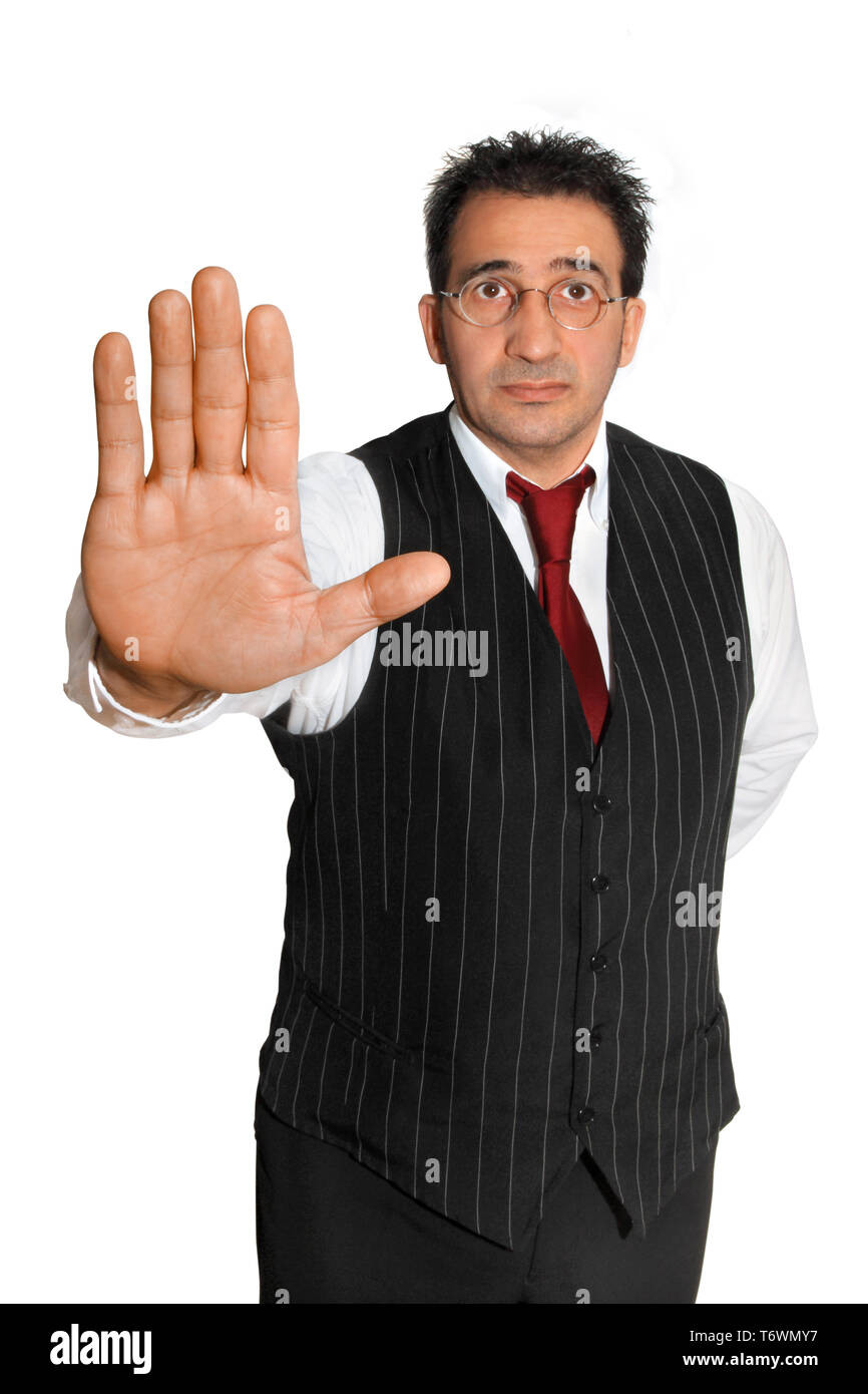Businessman stop sign hand hi-res stock photography and images - Alamy