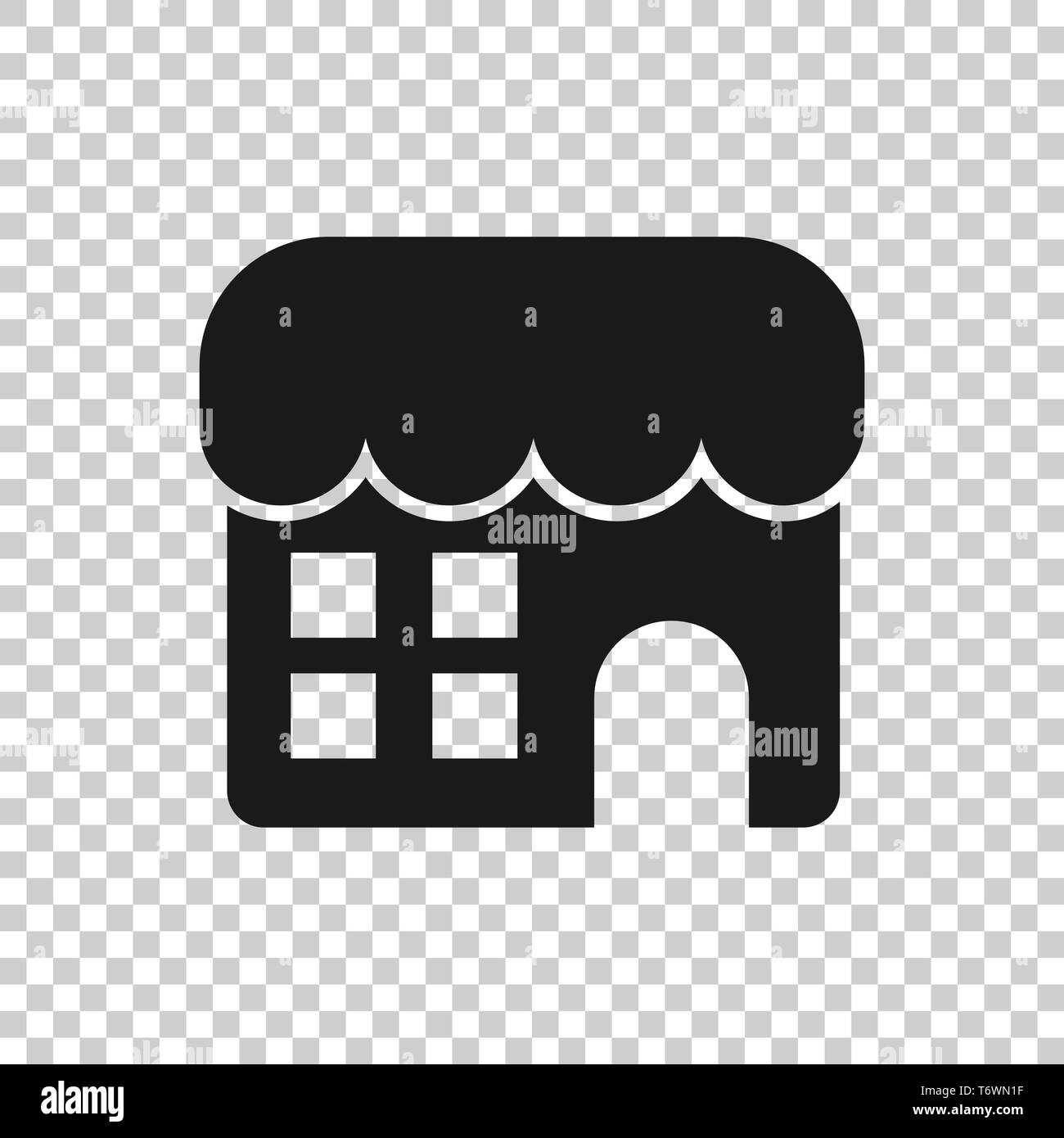 Grocery store icon in transparent style. Shop building vector ...