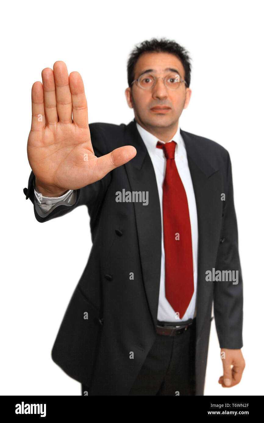 Businessman stop sign hand hi-res stock photography and images - Alamy