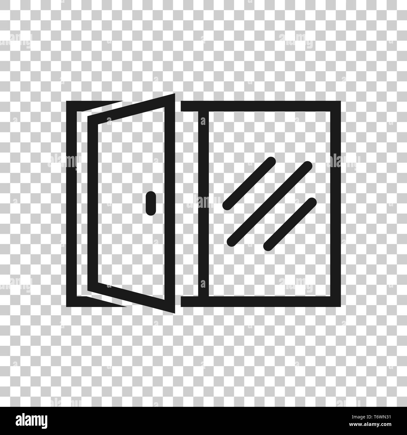 Window icon in transparent style. Exterior frame vector illustration on ...