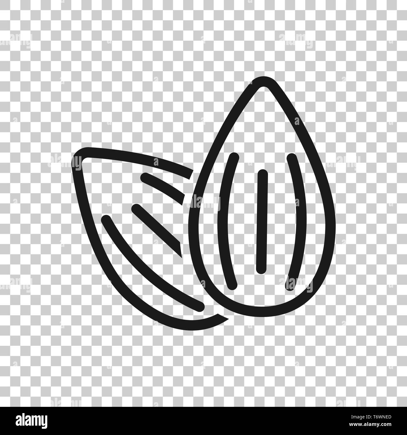 Almond icon in transparent style. Bean vector illustration on isolated ...
