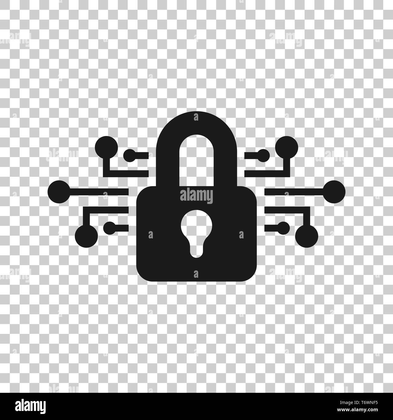 Cyber security icon in transparent style. Padlock locked vector ...