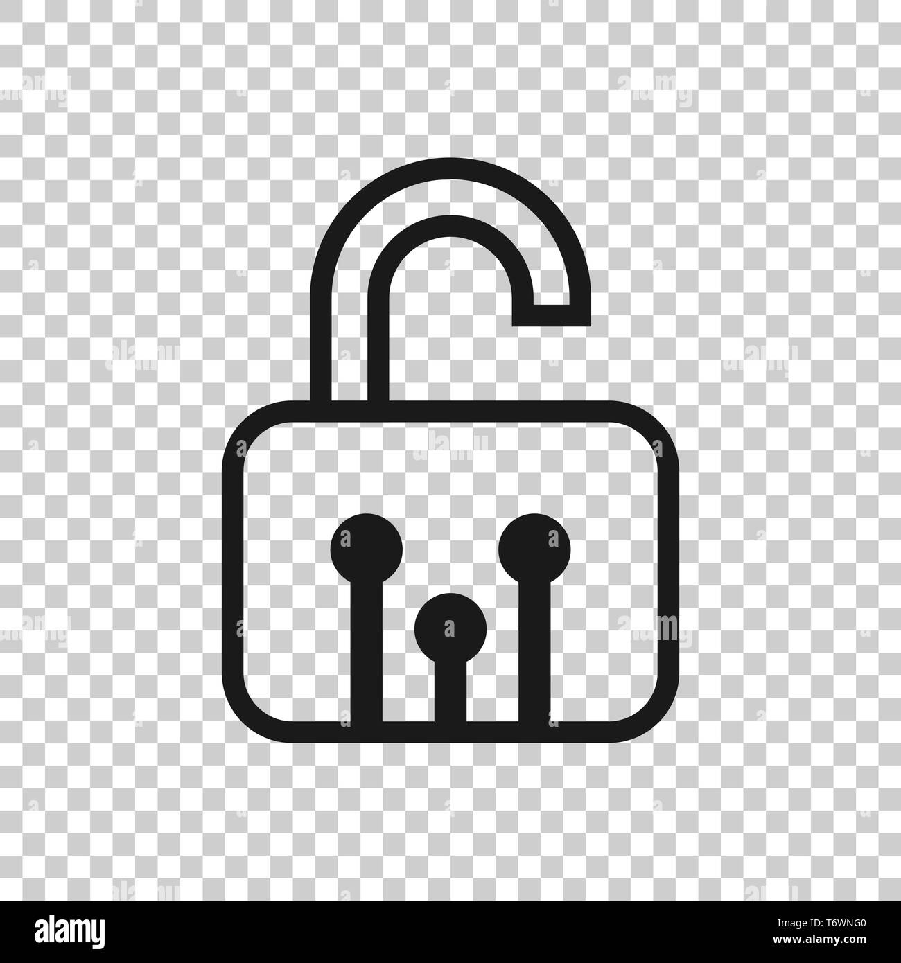 Cyber security icon in transparent style. Padlock locked vector ...