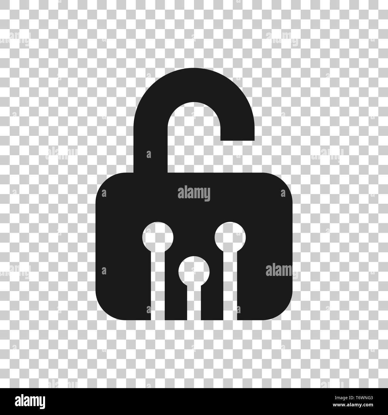 Cyber security icon in transparent style. Padlock locked vector ...