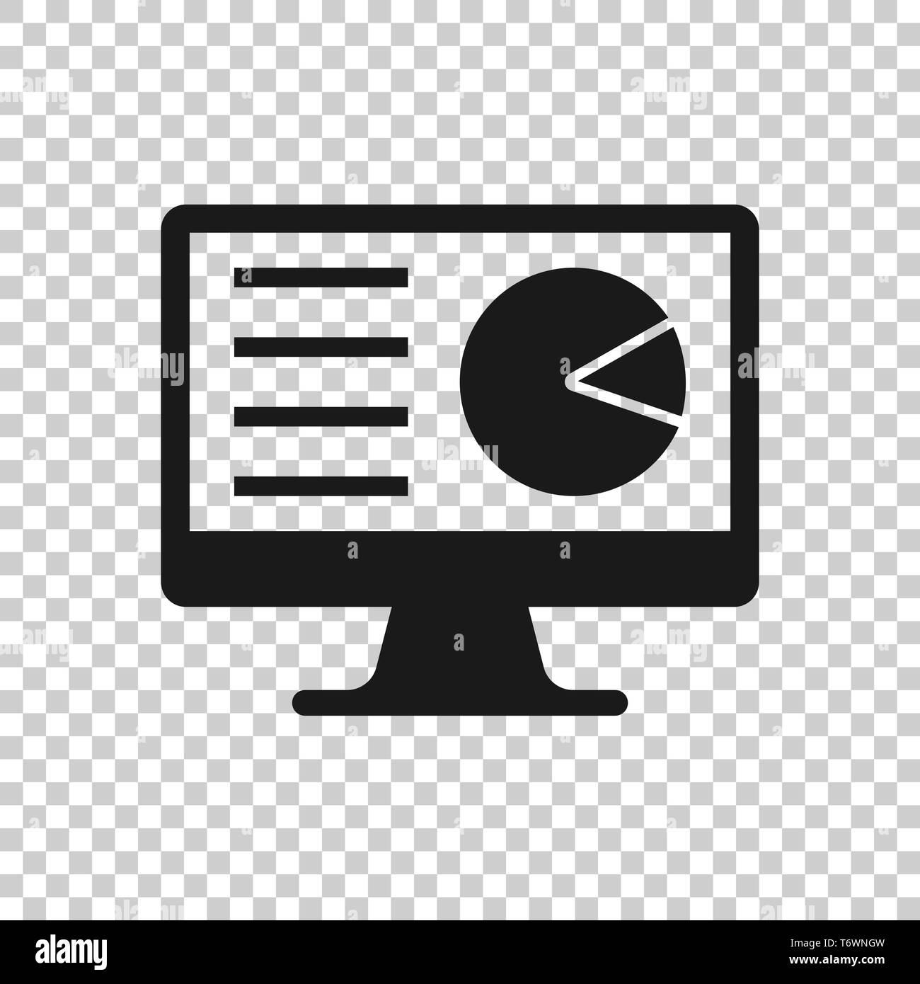 Analytic monitor icon in transparent style. Diagram vector illustration ...