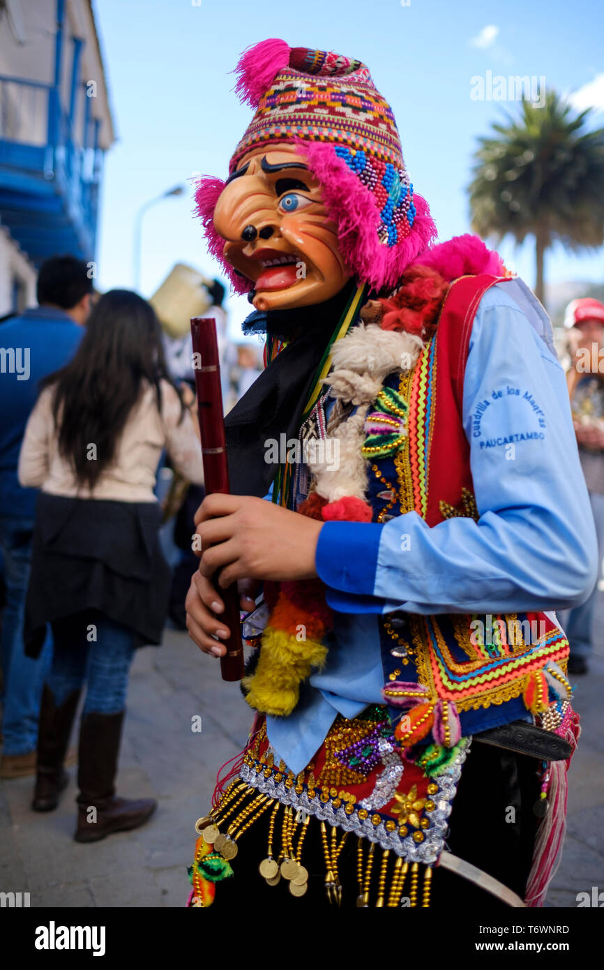 Masked and costumed characters at Festival of the Virgin of Carmen in ...