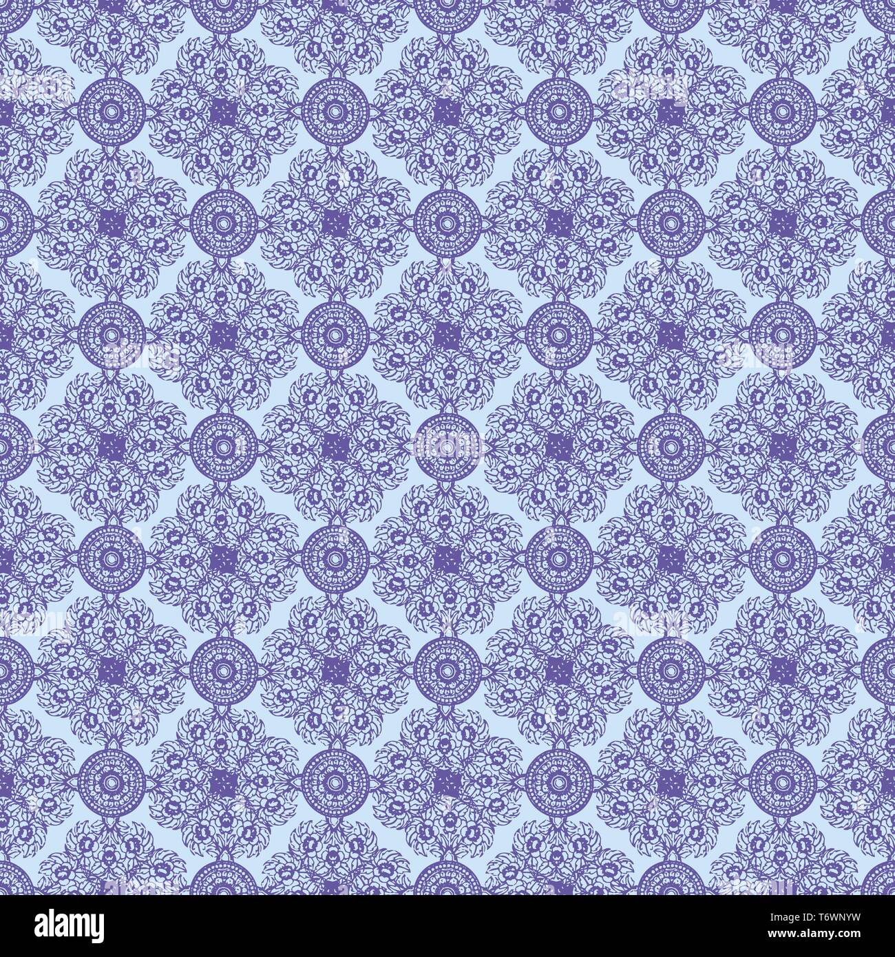 Blue abstract Thailand Ethnic floral ornaments seamless pattern 10 eps ...