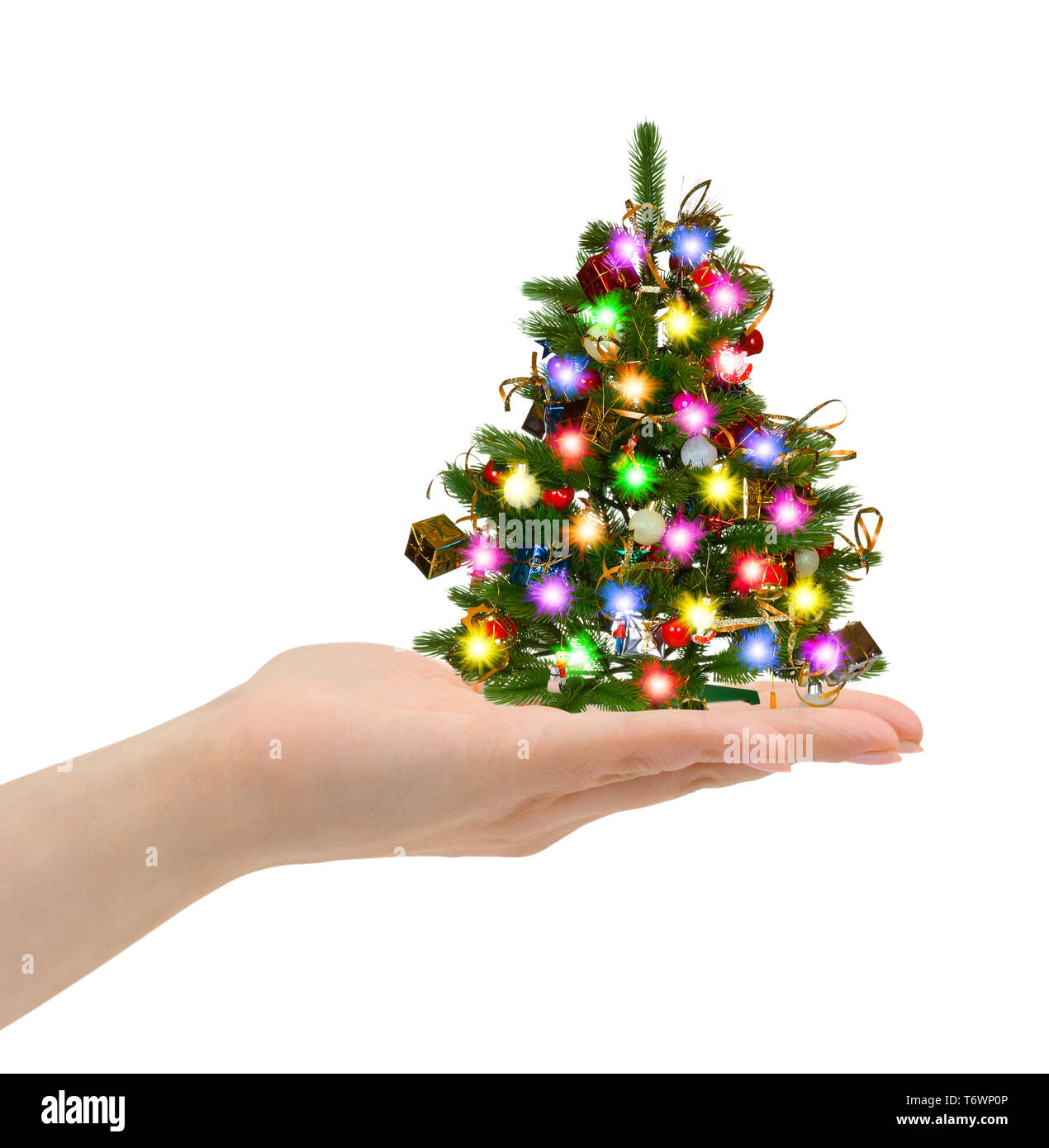 Christmas tree in hand Stock Photo - Alamy