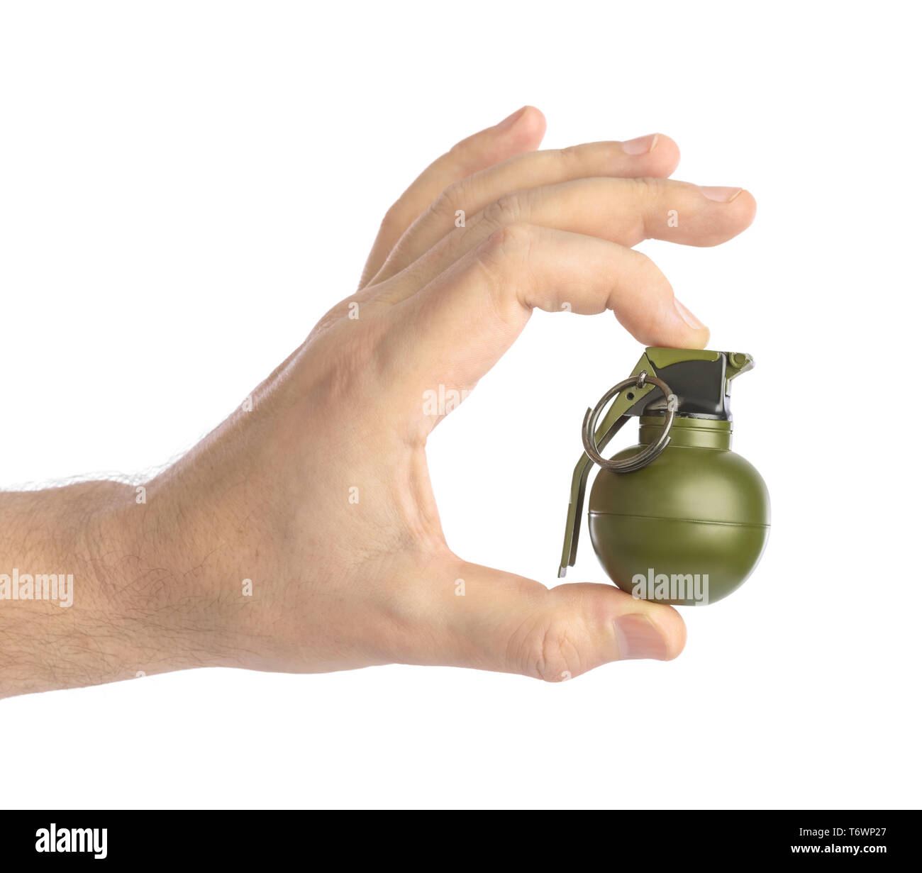 Hand with small grenade Stock Photo - Alamy