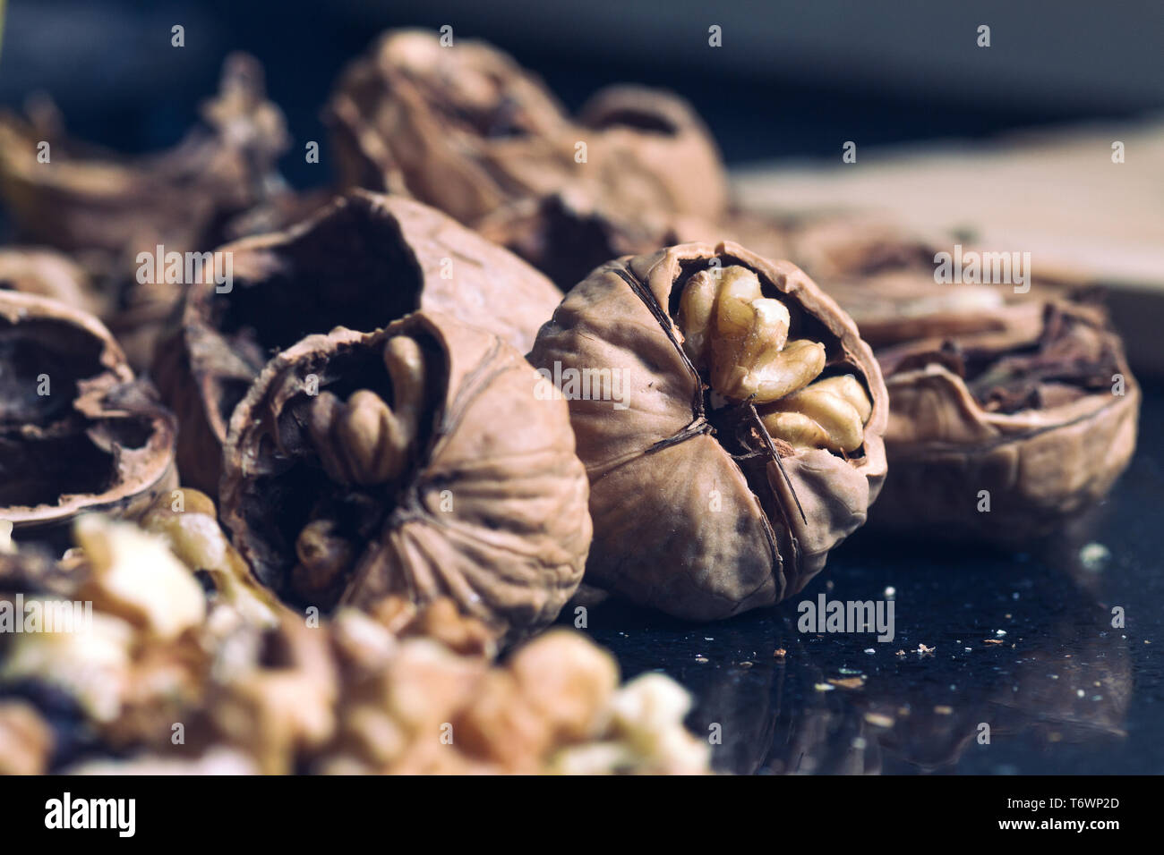 Still Life of Broken Nuts Prepared to Eat Stock Photo - Alamy