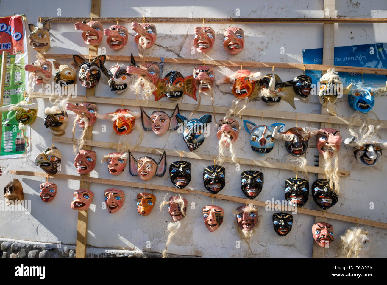 Selling masks on the streets of paucartambo during Festival of the ...