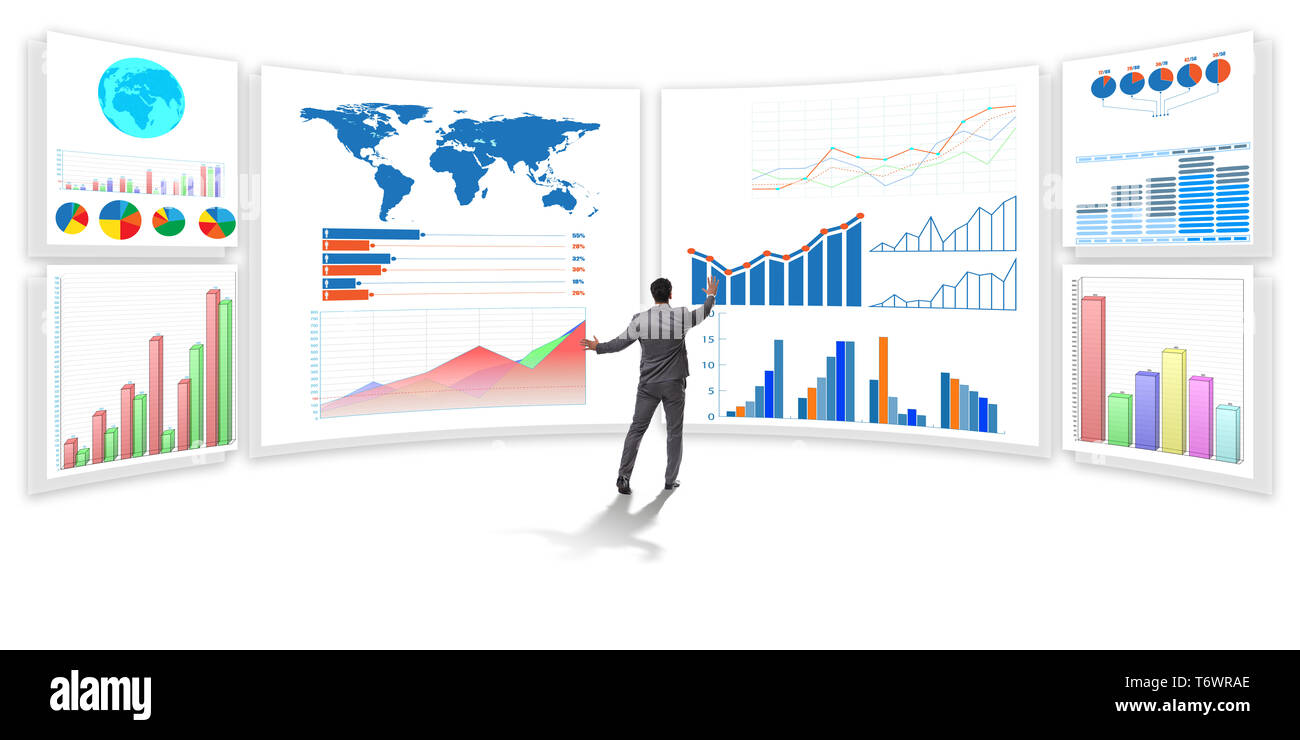 Businessman in business visualization and infographics concept Stock ...