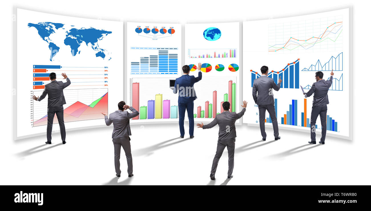 Businessman in business visualization and infographics concept Stock ...