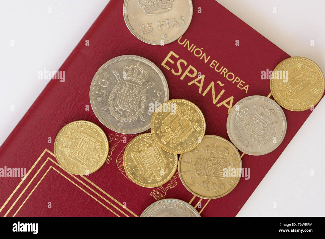 Various Spanish coins Stock Photo - Alamy