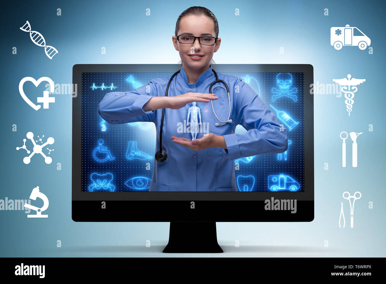 Telehealth concept with doctor doing remote check-up Stock Photo - Alamy