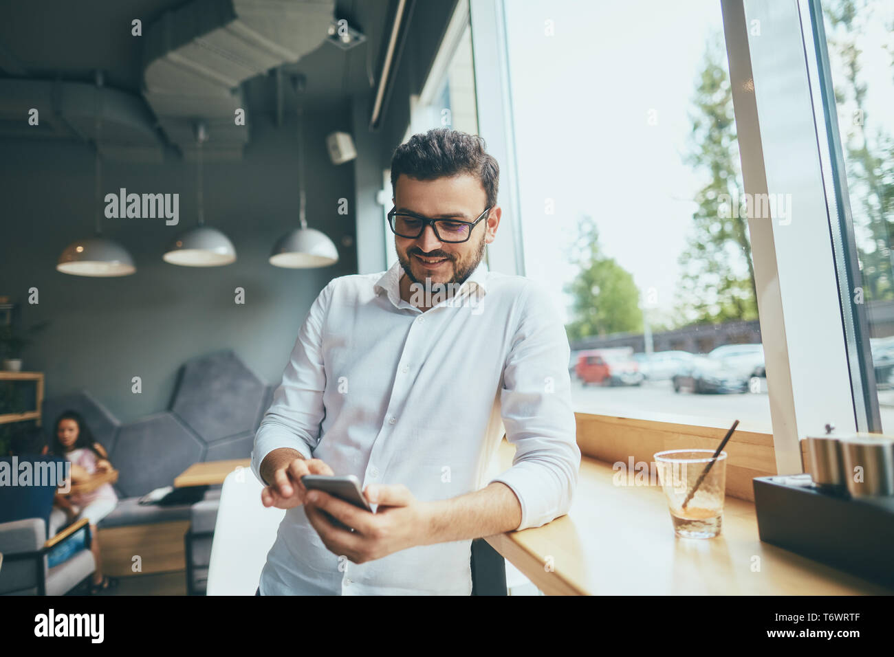 Working process in cafe Stock Photo - Alamy