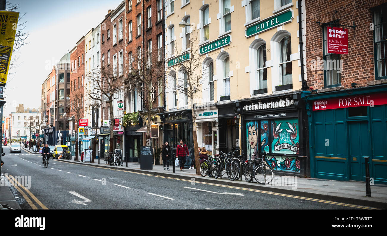 Dublin, Ireland - February 11, 2019: Architecture detail and street ...