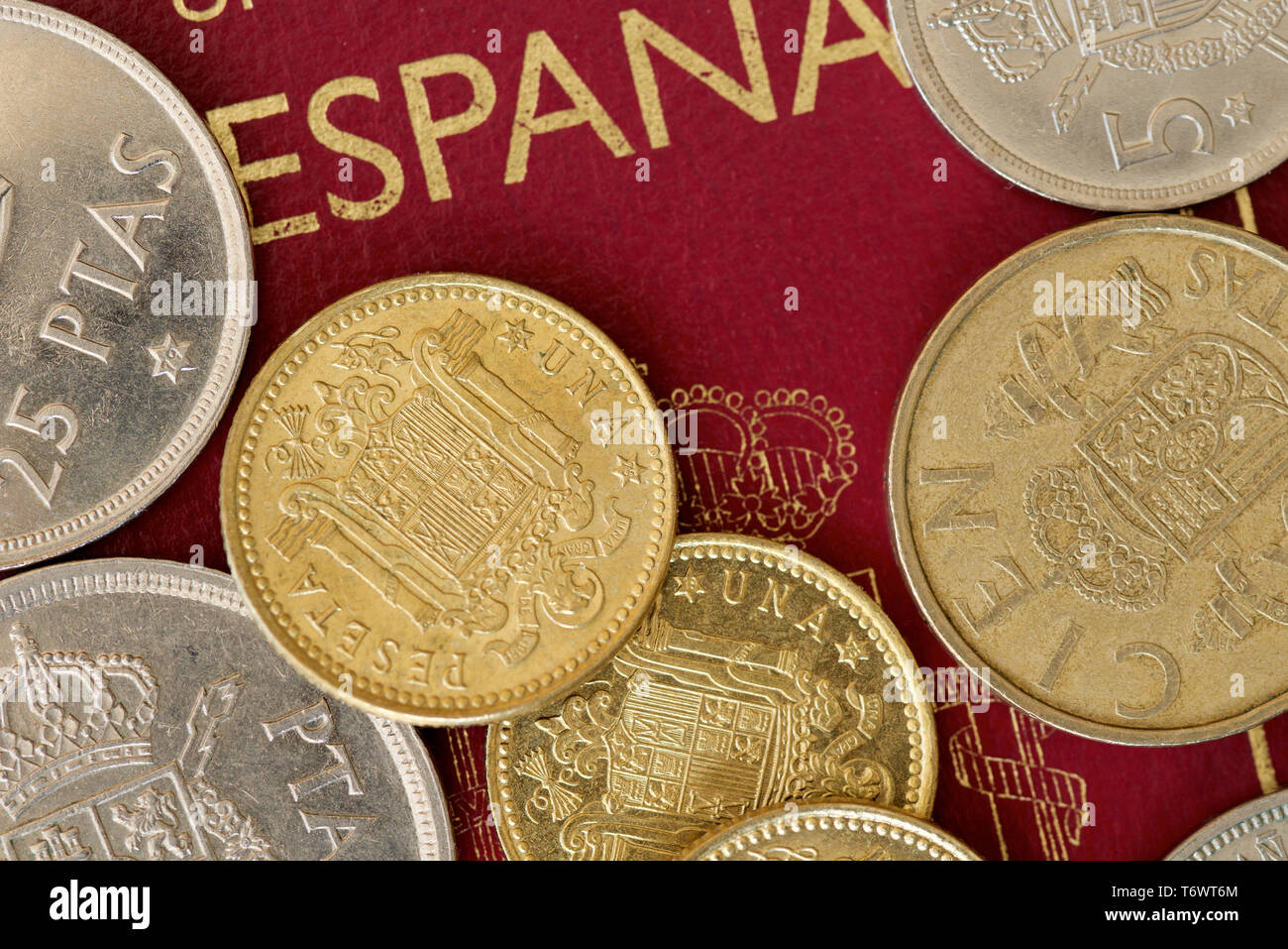 Various Spanish coins Stock Photo - Alamy