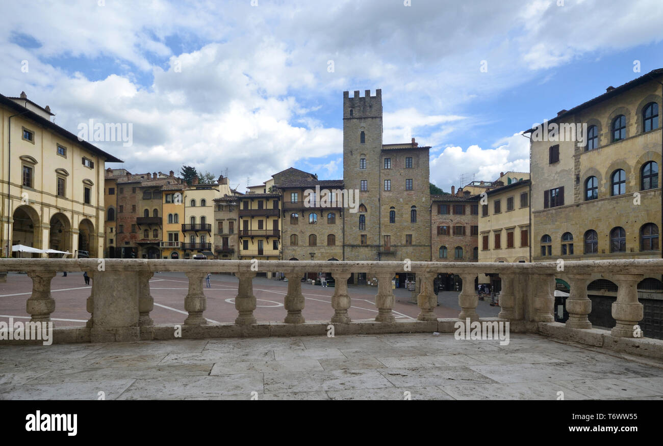 Portrait of Piazza Grande ancient square in the old center of Arezzo ...