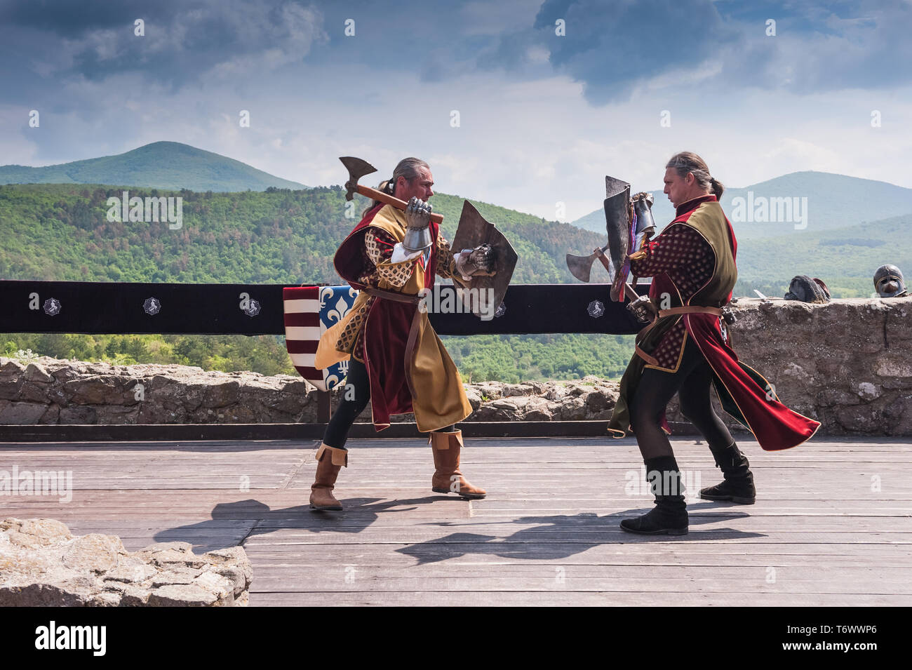 Knights fighting on a tournament Stock Photo - Alamy