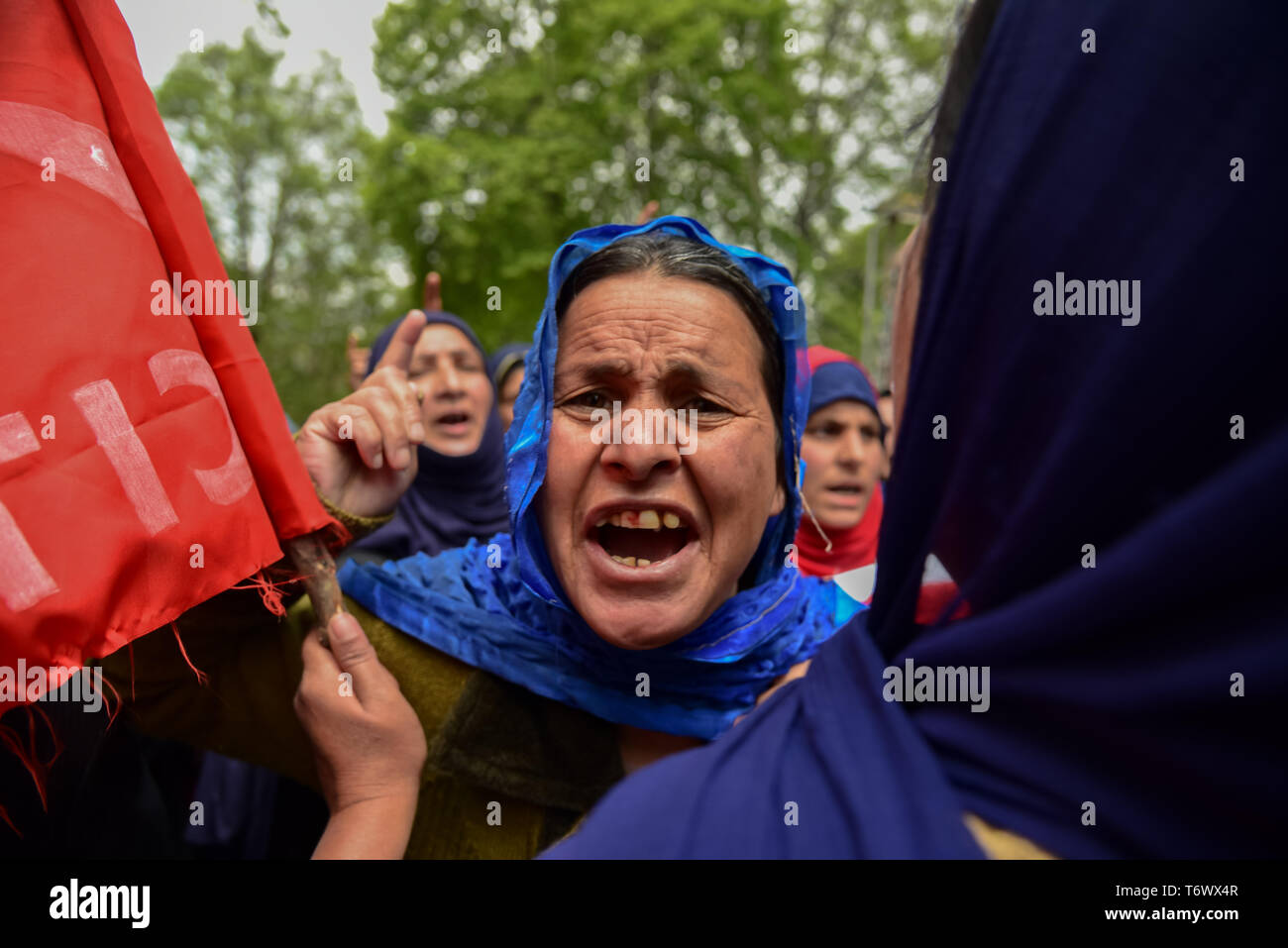 A daily employee of state government seen chanting slogans demanding ...