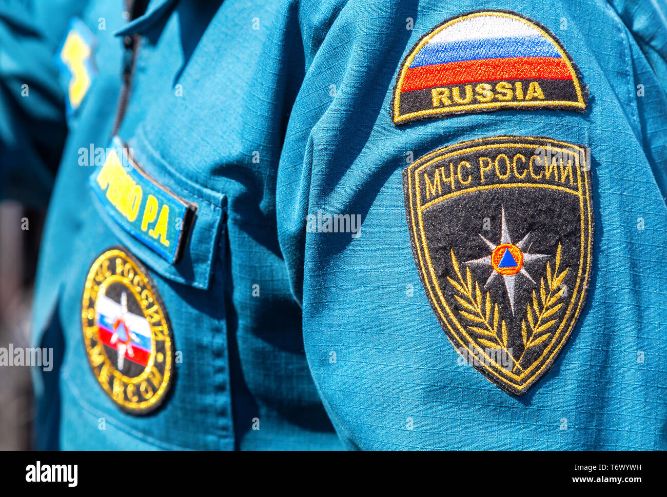 Samara, Russia - May 1, 2019: Chevron on the sleeve military uniforms ...