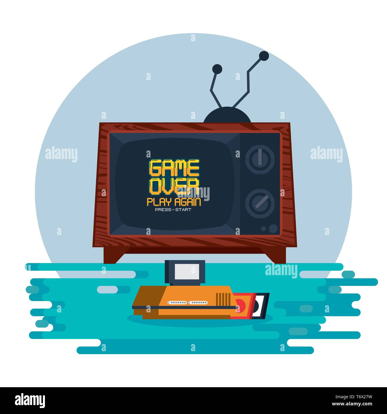 Retro videogame arcade console round frame Stock Vector Image & Art - Alamy