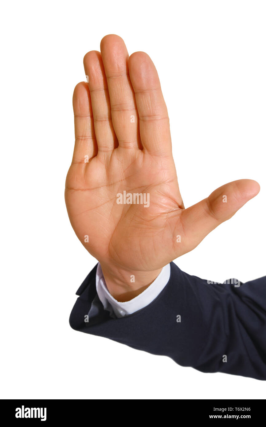 Gesture series, hand say stop Stock Photo - Alamy