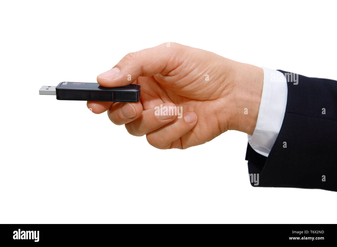 Gestenserie- man with USB stick Stock Photo - Alamy