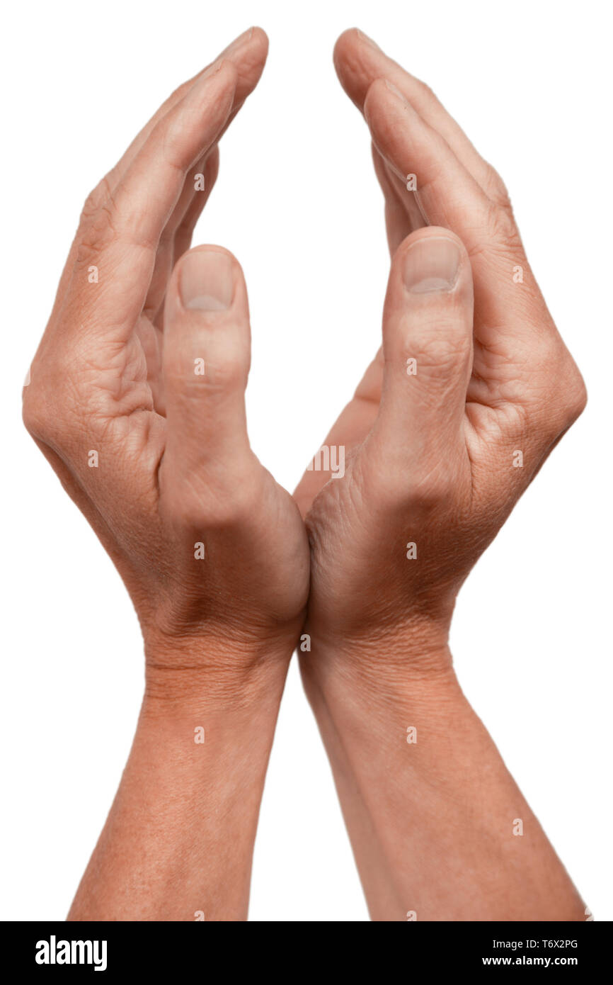 Gesture series, protecting hands Stock Photo - Alamy