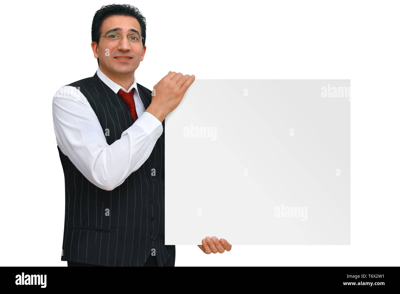 gesture, man with poster Stock Photo - Alamy